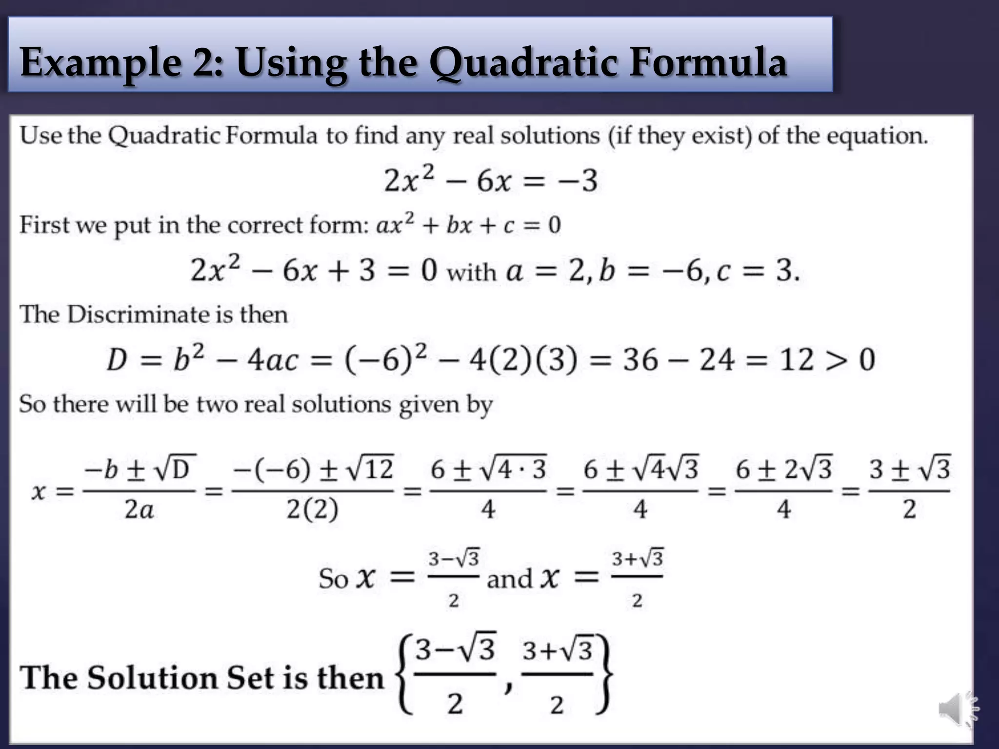The Quadratic Formula | PPT