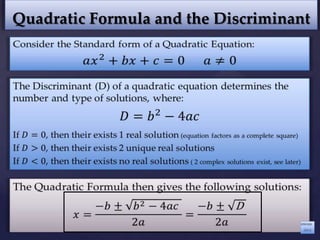 The Quadratic Formula | PPT