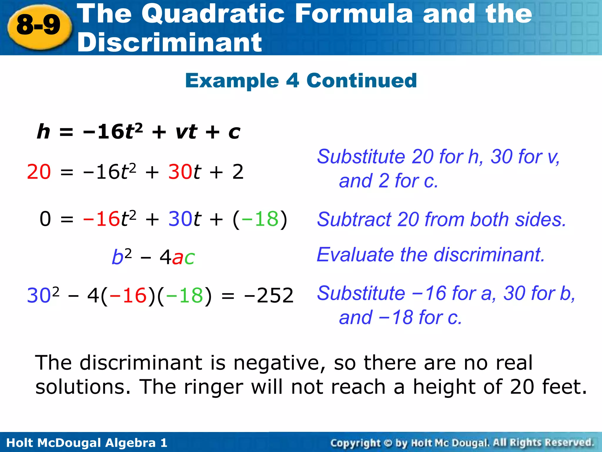 The Quadratic Formula and the Discriminant (1).ppt