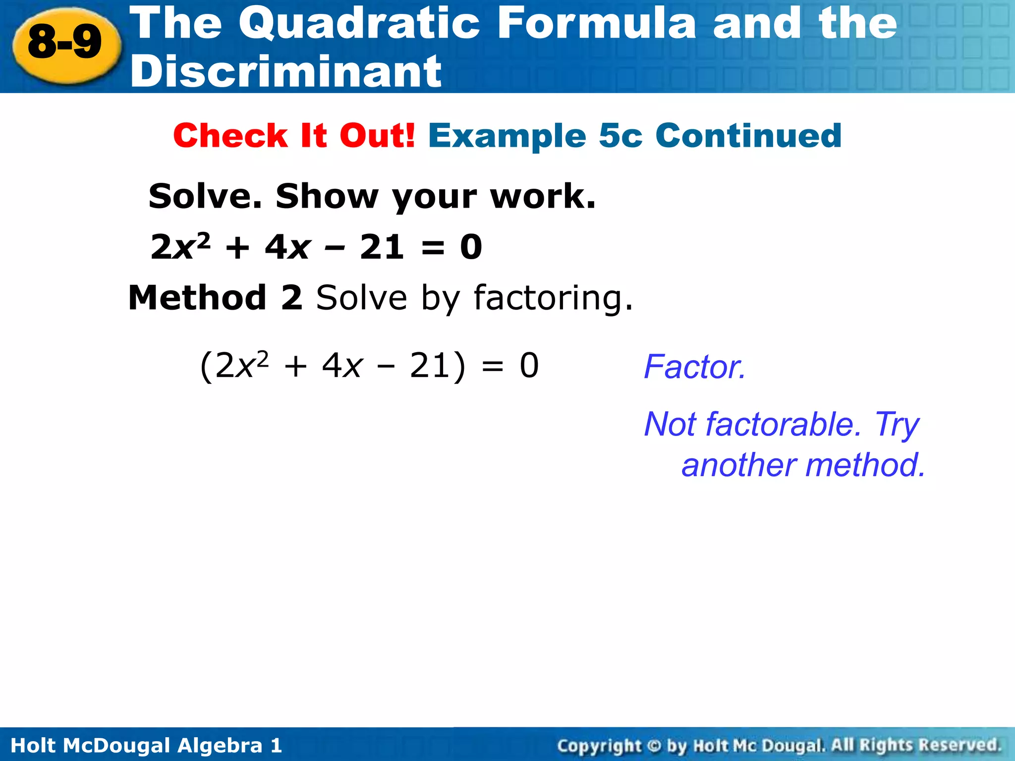 The Quadratic Formula and the Discriminant (1).ppt