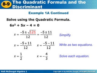 The Quadratic Formula and the Discriminant (1).ppt