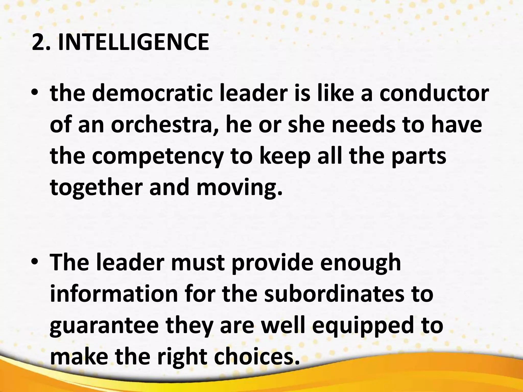 The qualities of a democratic leader | PPTX