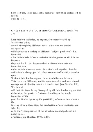 THE QUESTION OF CULTURAL IDENTITY Stuart Hall CONTENTS .docx