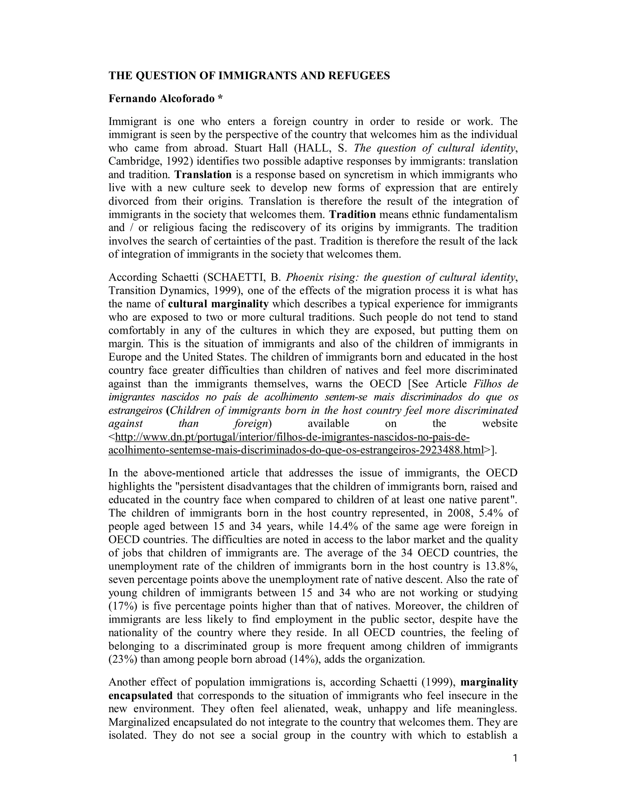 The question of immigrants and refugees | PDF