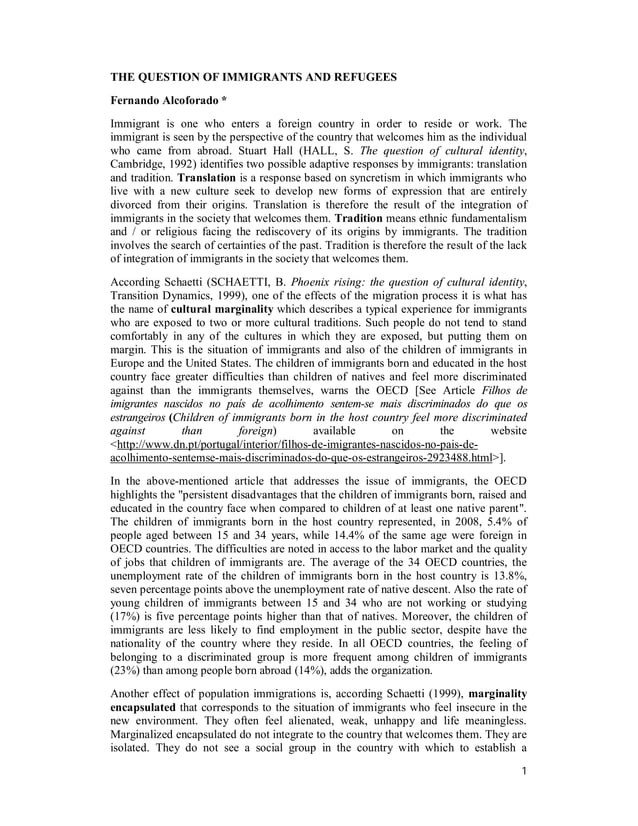 The question of immigrants and refugees | PDF
