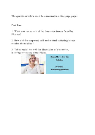 The questions below must be answered in a five page paper.Part.docx