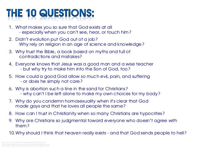 The questions christians hope no one will ask