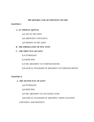 The quinque viae of existence of god | DOCX