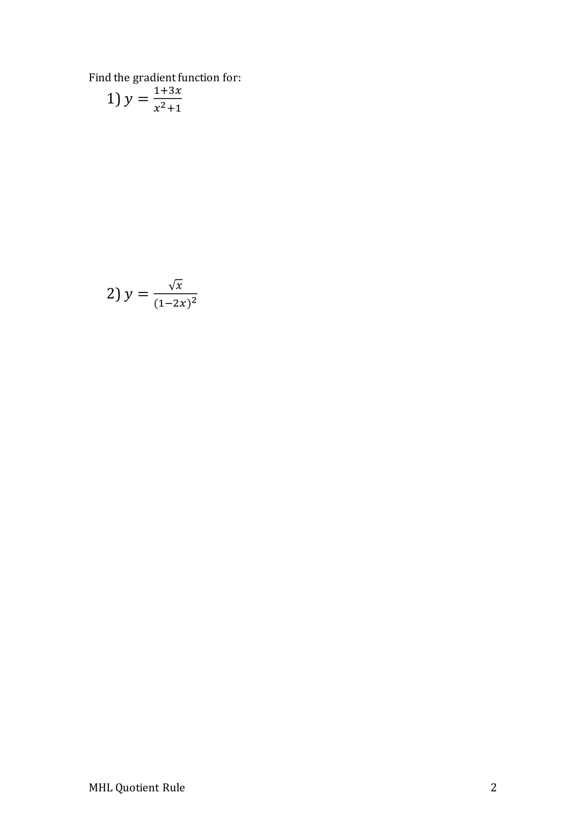 The Quotient Rule | DOCX