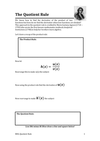 The Quotient Rule | DOCX
