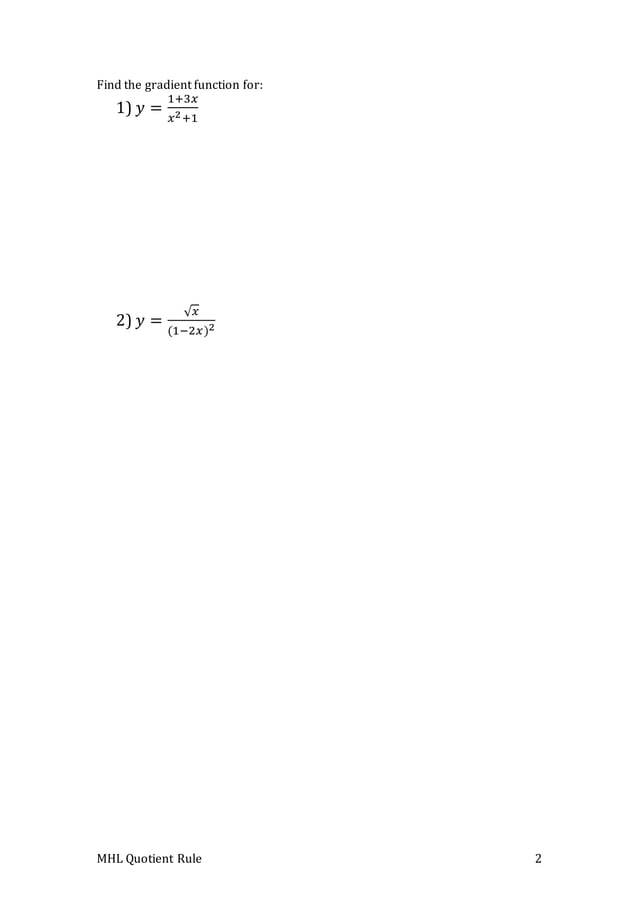 The Quotient Rule | DOCX | Physics | Science