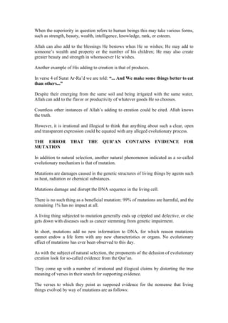 The Qur'an refutes the theory of evolution (darwinism) 3. english | PDF