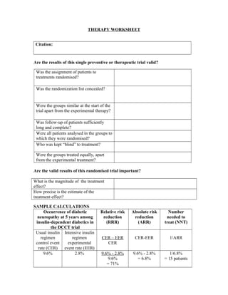 Ther worksheet | DOC | Physical Therapy | Wellness