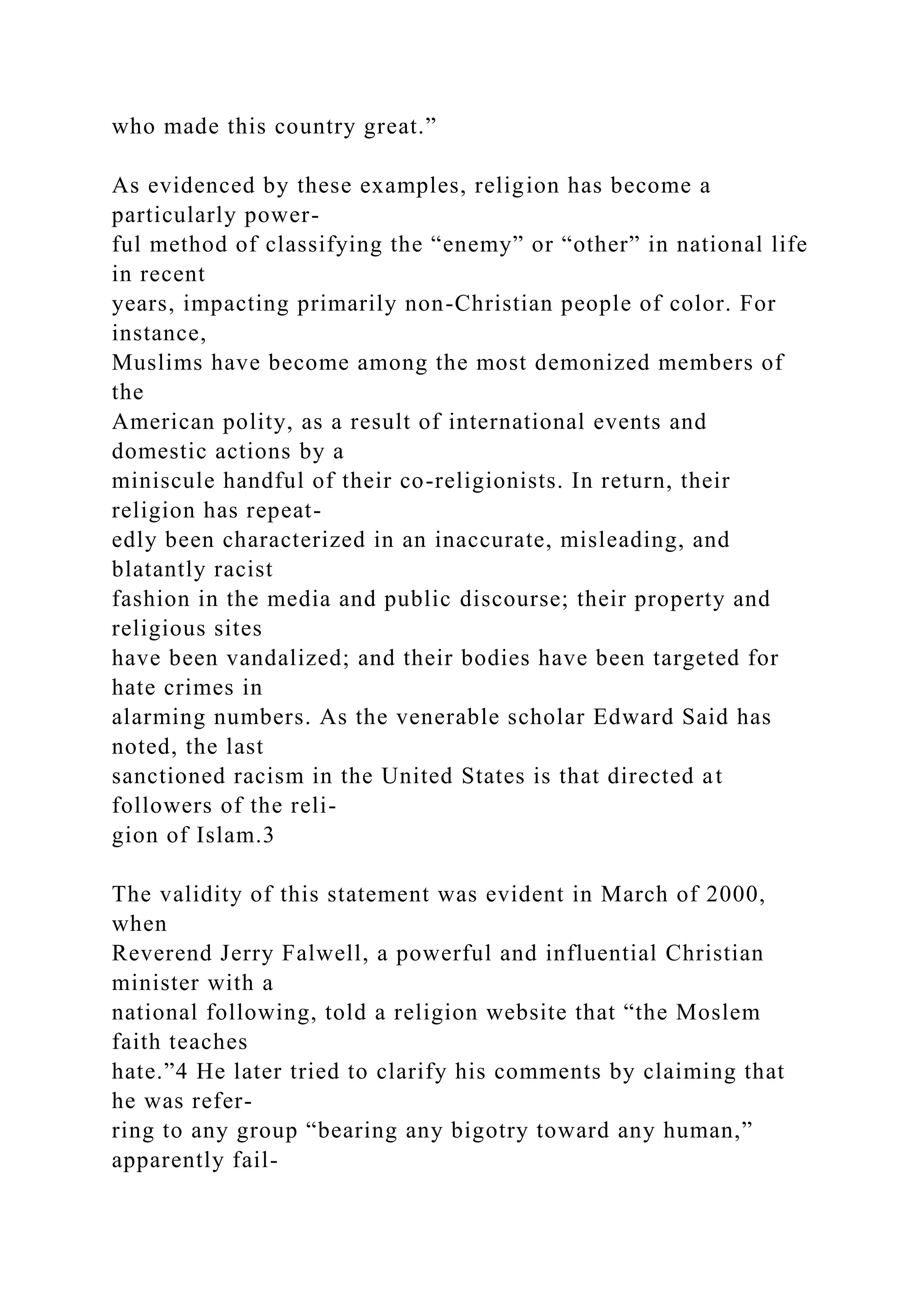 THE RACIALIZATION OF MINORITIZEDRELIGIOUS IDENTITYCONST.docx | Islam ...