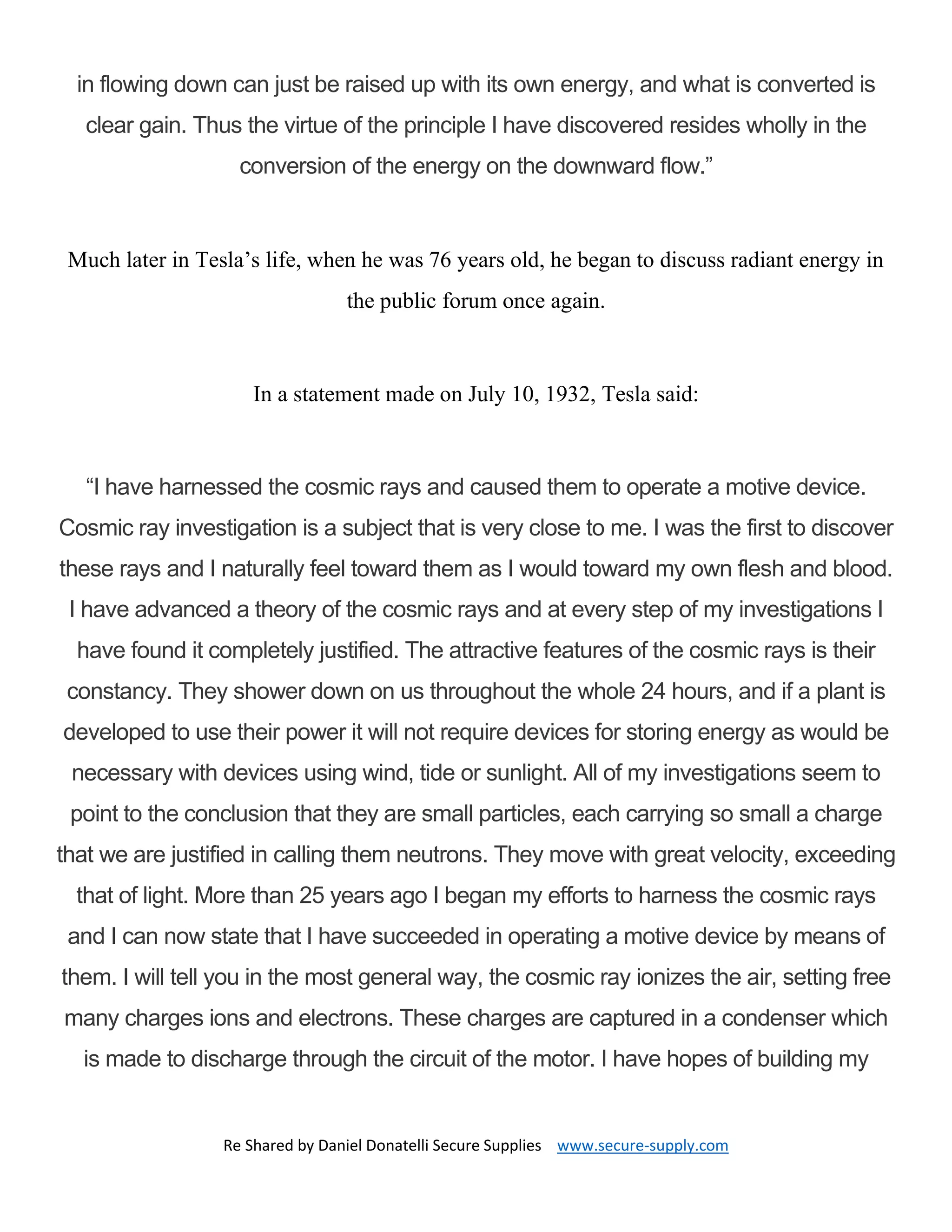 The radiant energy receiver system of nikola tesla | PDF