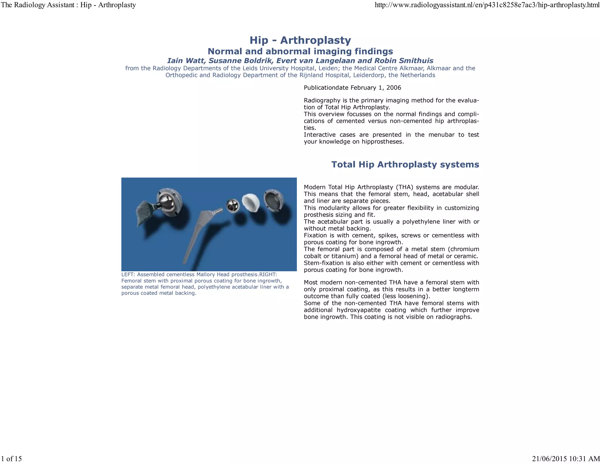 The radiology assistant hip arthroplasty | PDF