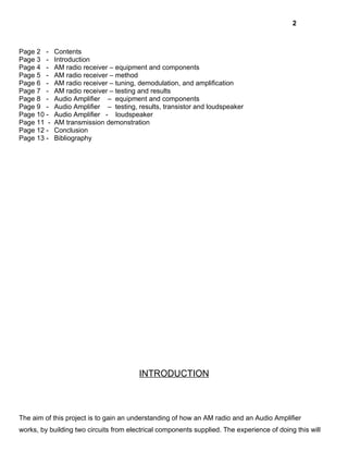 The AM Receiver and Audio Amplification Project | DOC