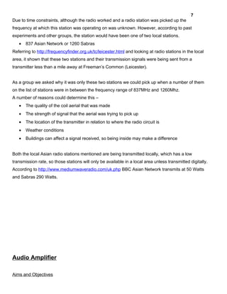 The AM Receiver and Audio Amplification Project | DOC