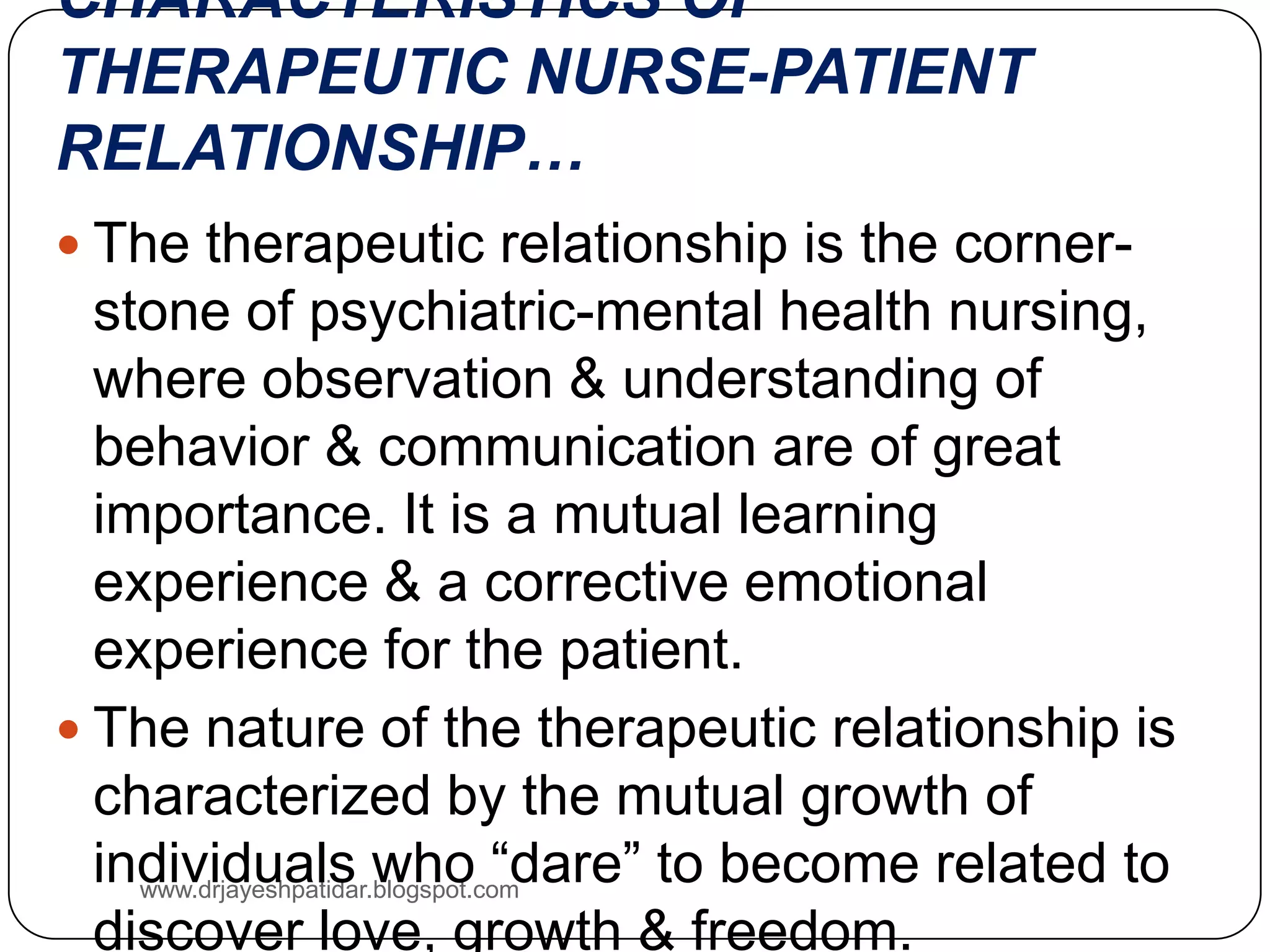 Theraeutic nurse patient relationship | PPSX