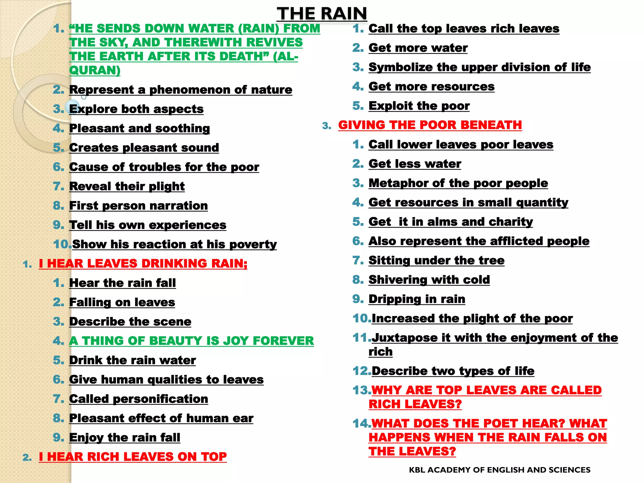 THE RAIN POEM | PDF