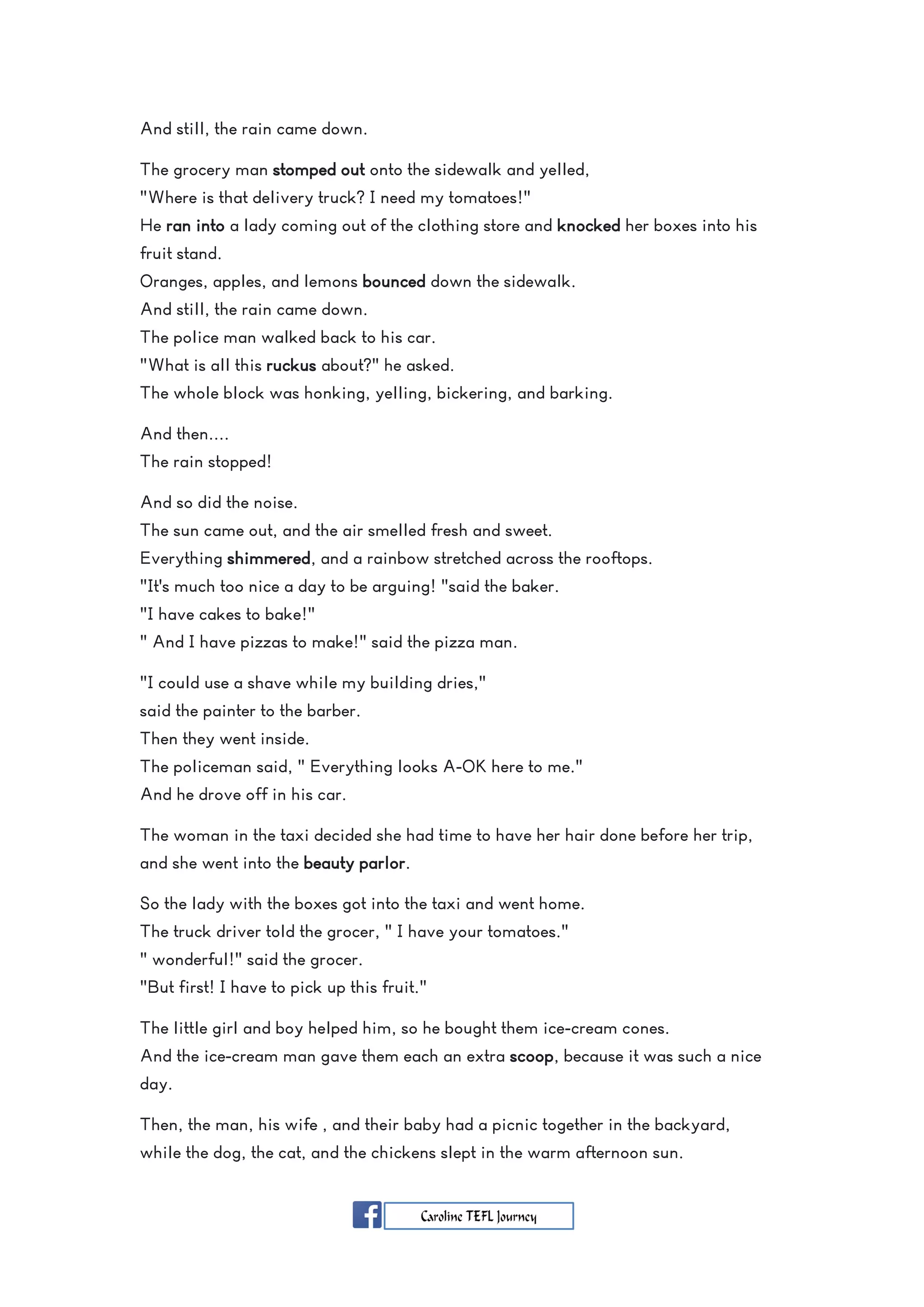 The rain came down text | PDF