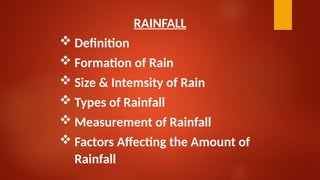 the rainfall management is the process of collect water in structural ...