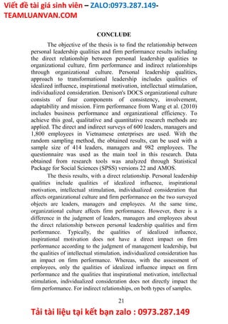 The Ralationship Between Personal Qualities Of Leadership And Firm ...