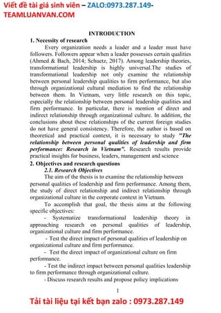 The Ralationship Between Personal Qualities Of Leadership And Firm ...