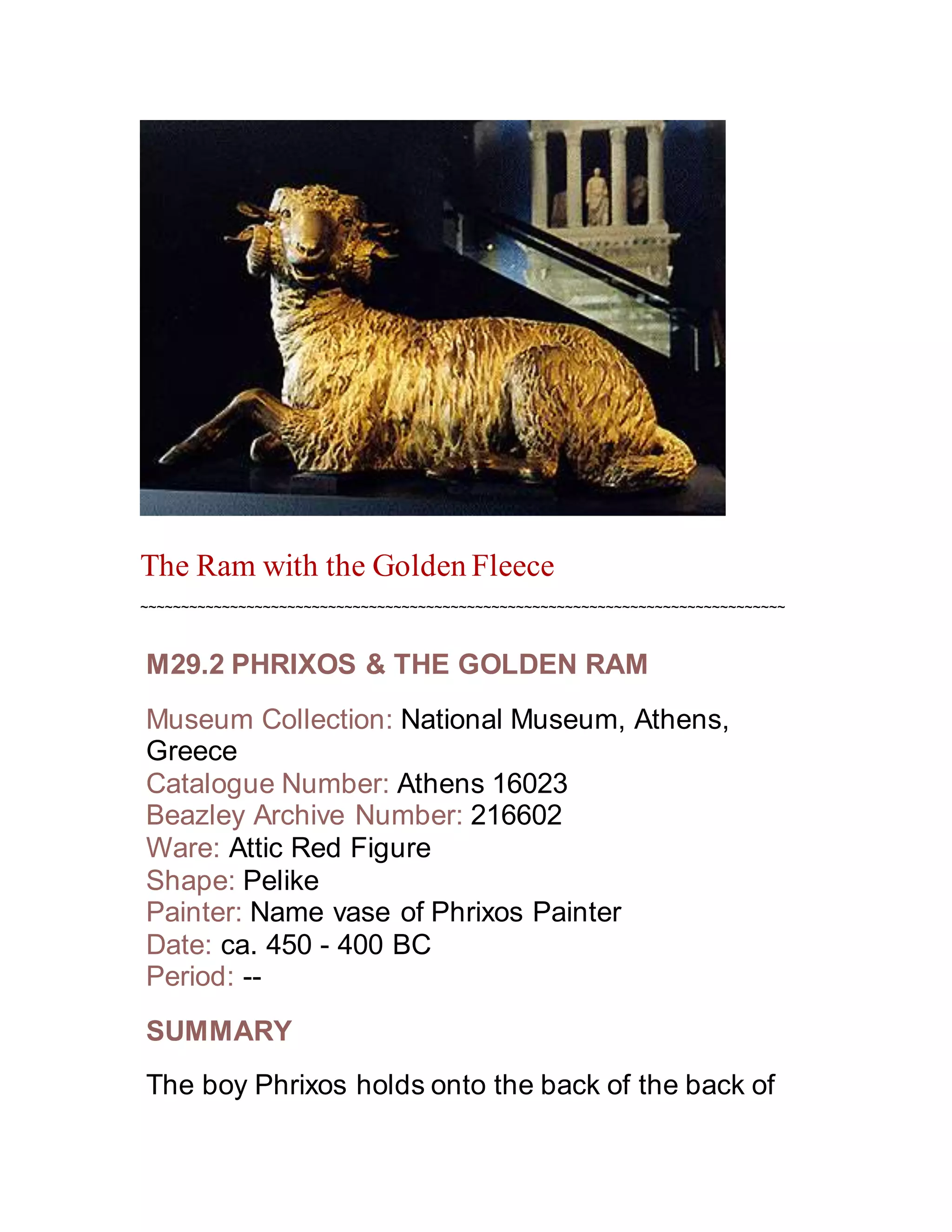 The ram with the golden fleece . | DOCX