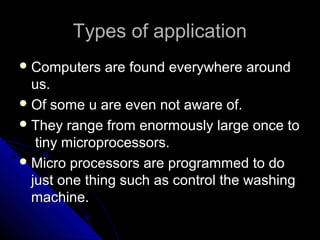 The range and scope of computer applications | PPT