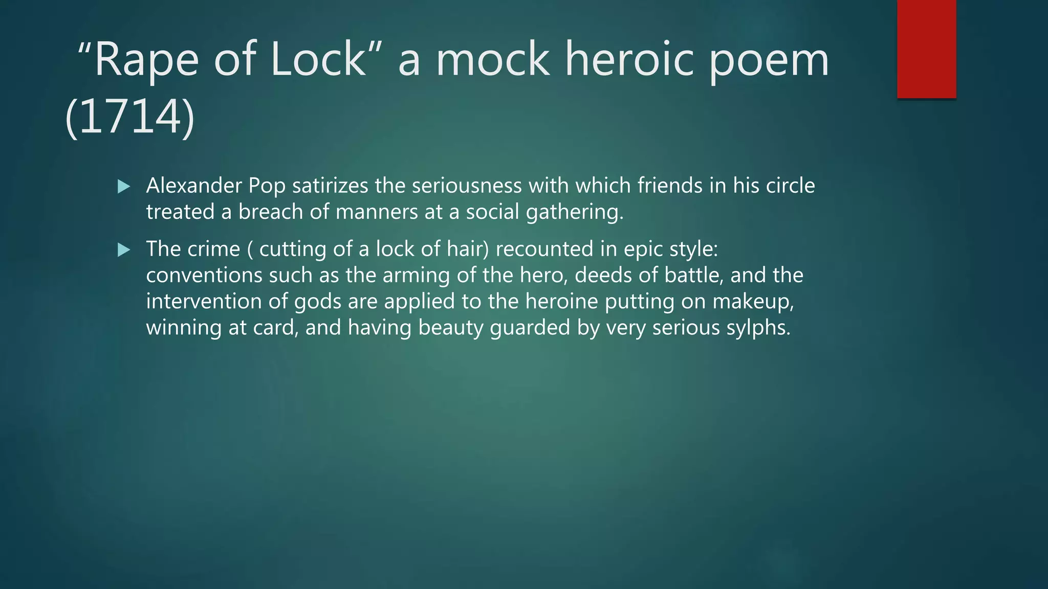 The rape of lock by alexander pop | PPTX