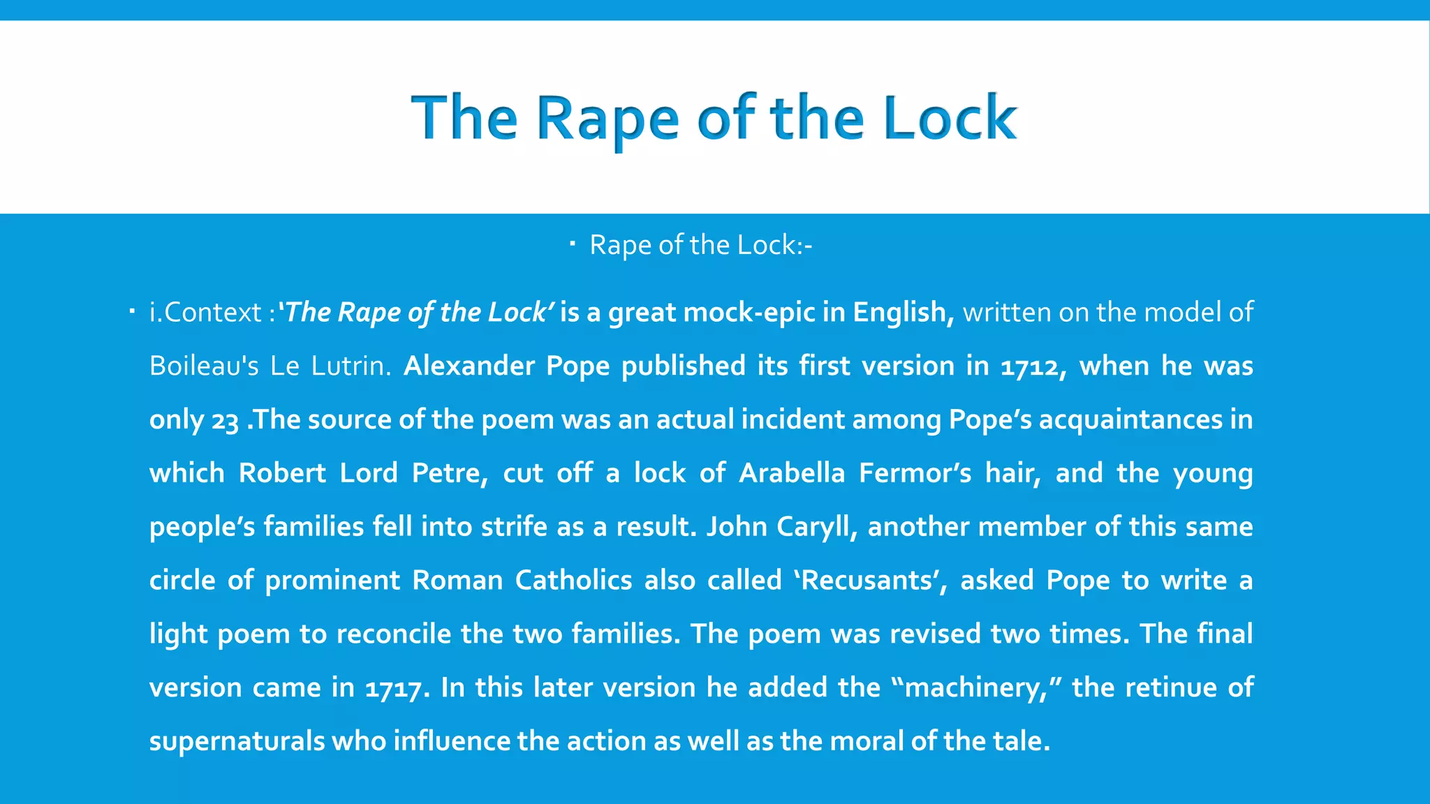 The rape of the lock | PPTX