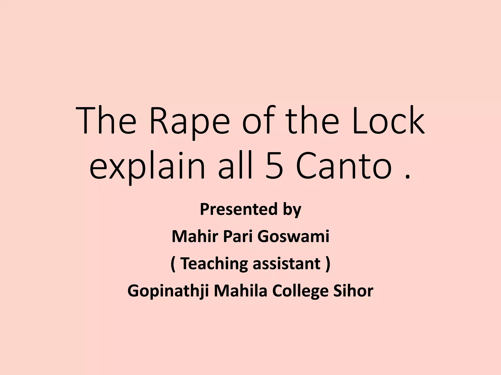 The rape of the lock. brief explanation | PPTX