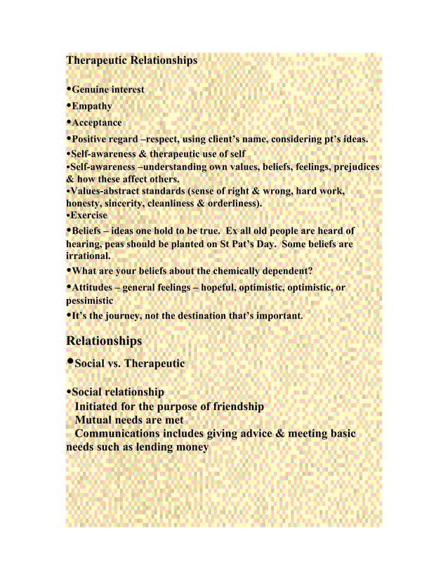 Therapeutic Relationships | DOC | Parenting Babies and Toddlers | Parenting