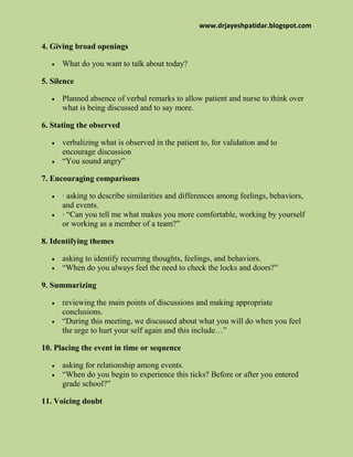 Therapeutic and non therapeuitc communication techniques | PDF