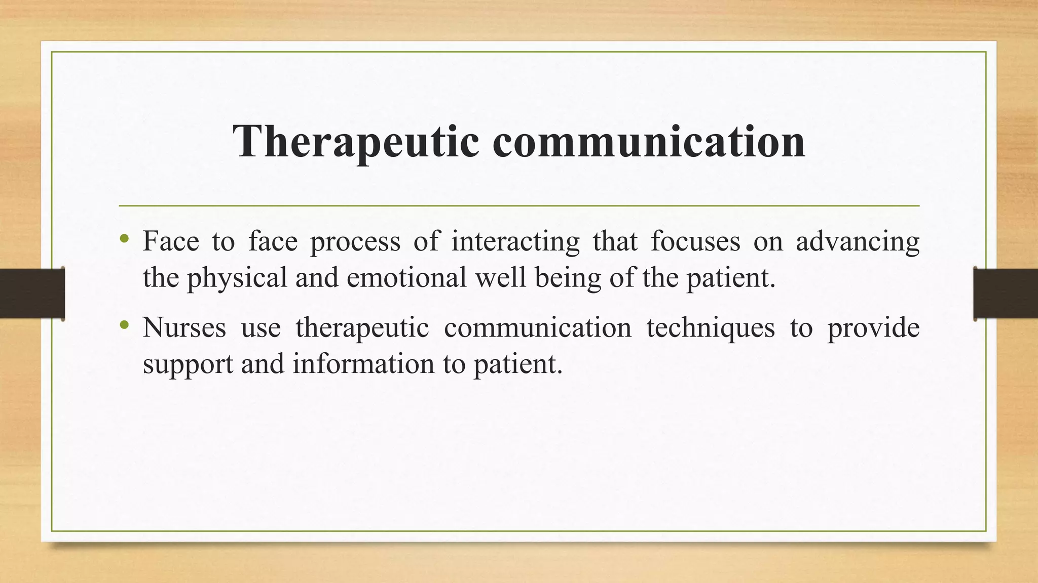 Therapeutic communication | PDF