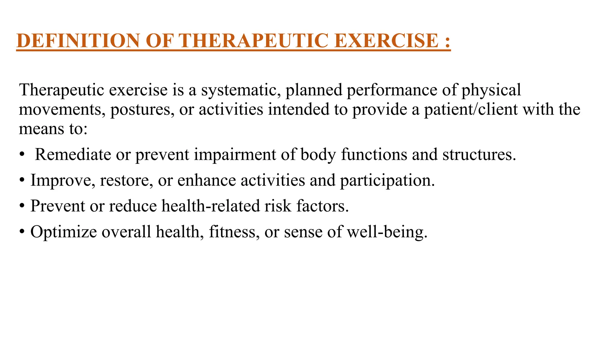 therapeutic exercise presentation.pptx | Physical Therapy | Wellness