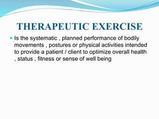 Therapeutic exercise - Physiotherapy | PPTX