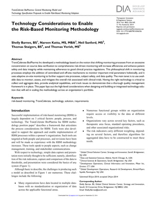 Technology Considerations to Enable the Risk-Based Monitoring ...