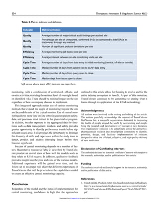 Defining a Central Monitoring Capability: Sharing the Experience of ...