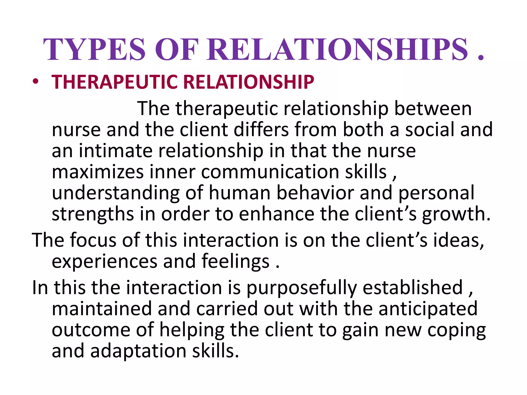 Therapeutic Communication and Nurse-Patient relationship - Manulal V S ...