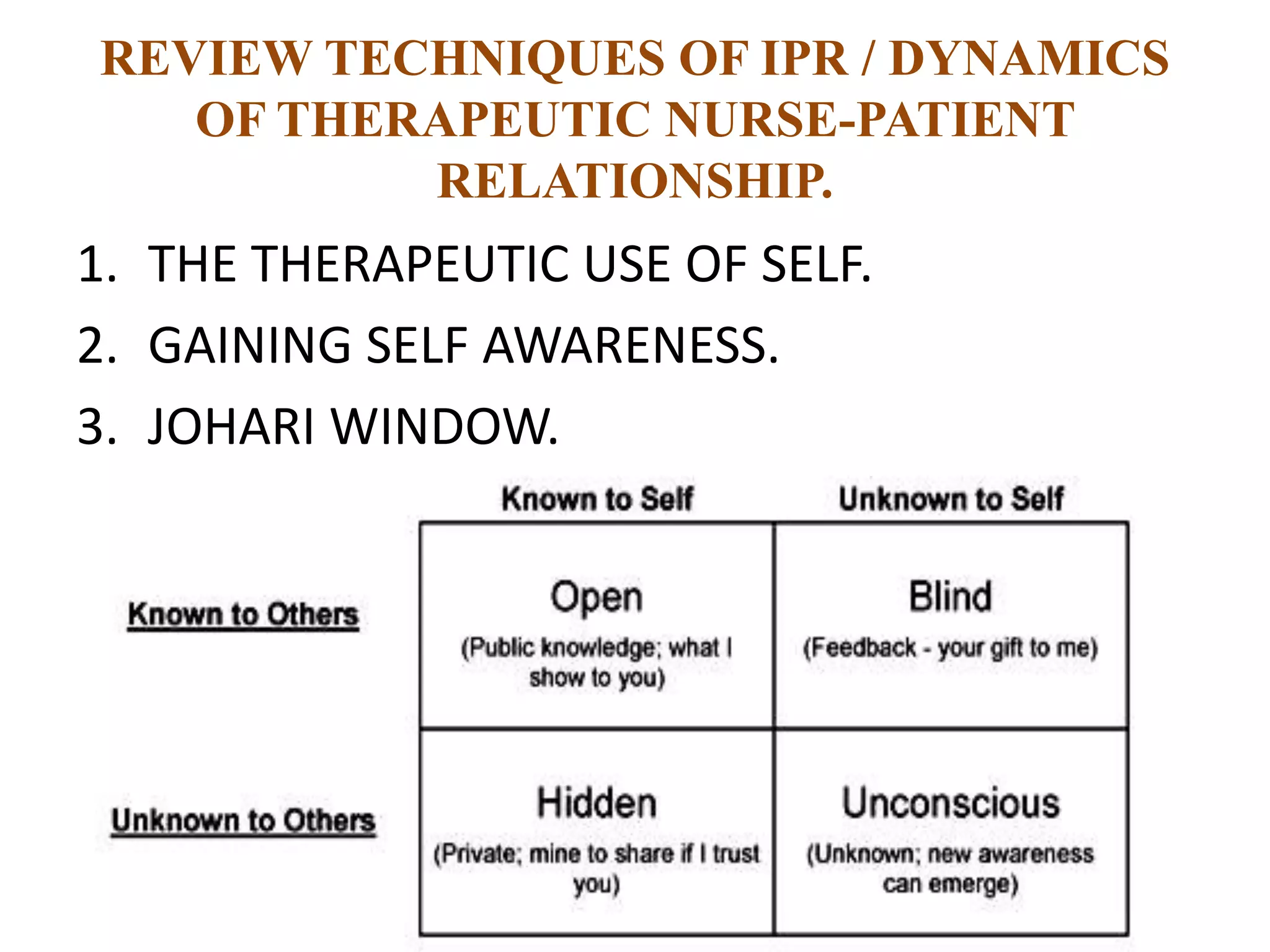 Therapeutic Communication and Nurse-Patient relationship - Manulal V S ...
