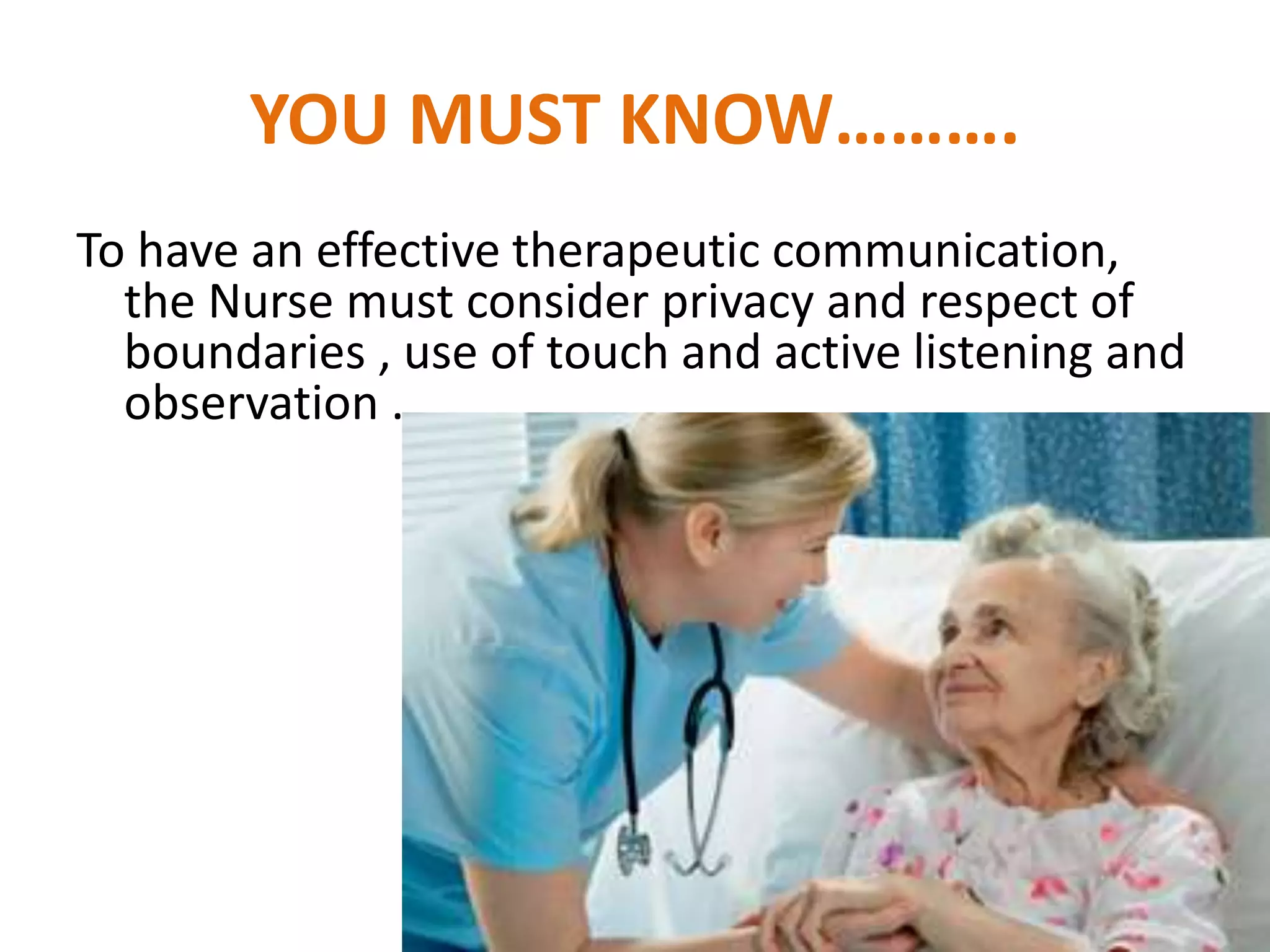 Therapeutic Communication and Nurse-Patient relationship - Manulal V S ...