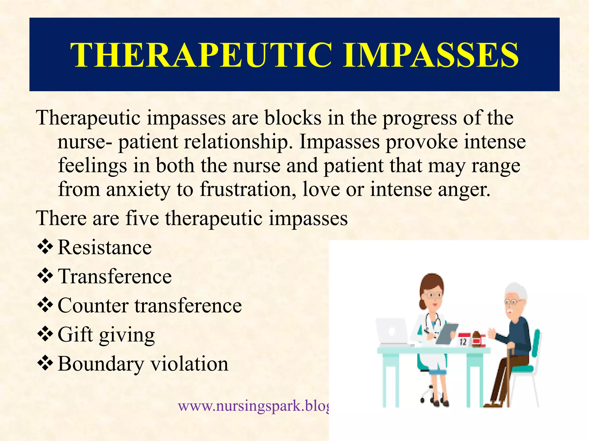 Therapeutic nurse patient relationship ,therapeutic impasses | PDF