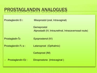 Prostaglandin biosynthesis & therapeutic uses of prostaglandin ...