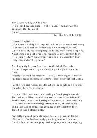 The Raven by Edgar Allen PoeDirection Read and annotate The R.docx