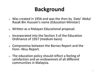 The Razak, Rahman Talib & The Educational Act Reports | PPTX