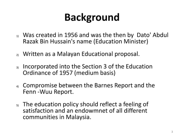 The Razak, Rahman Talib & The Educational Act Reports | PPTX