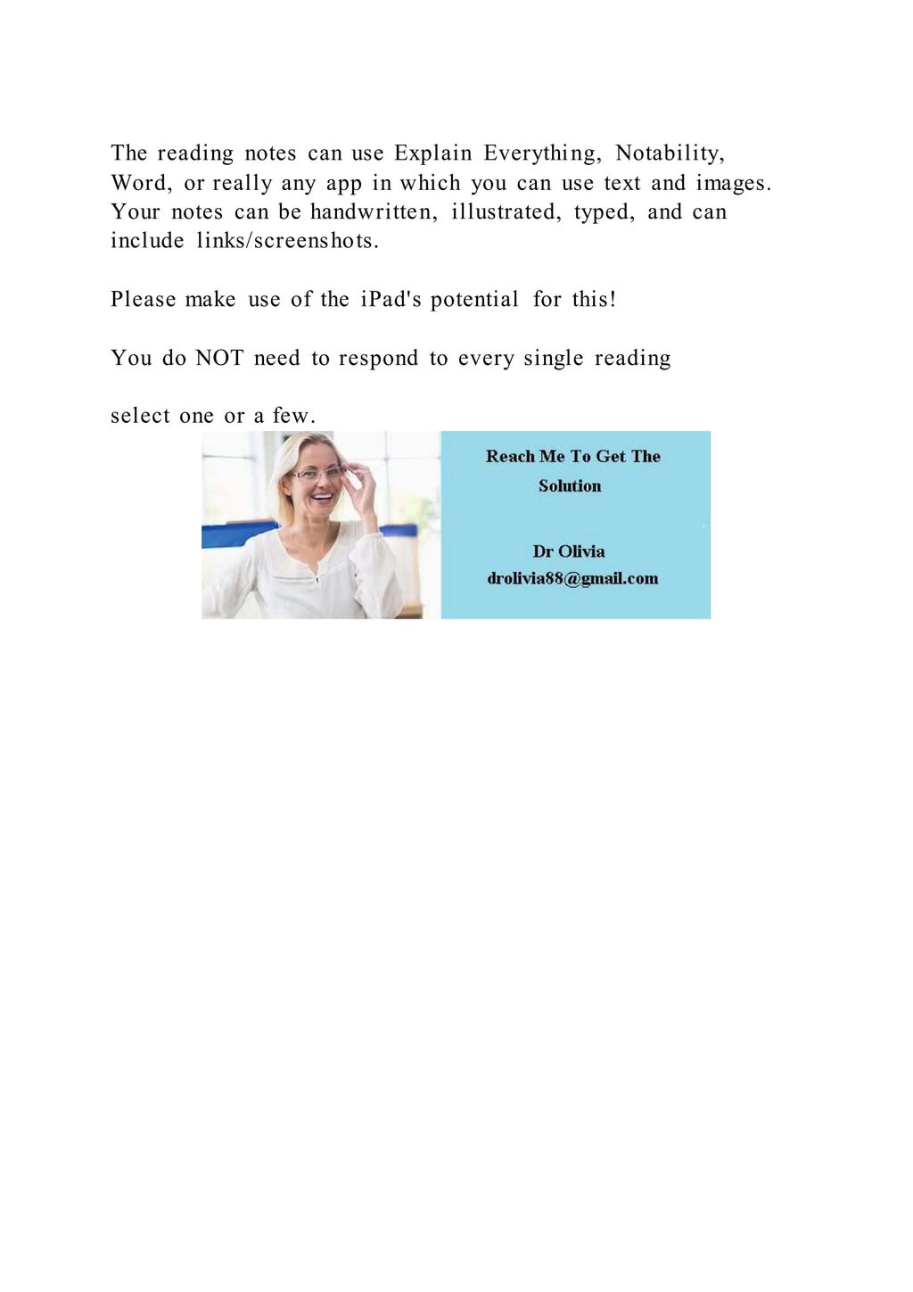 The reading notes can use Explain Everything, Notability, Word, or r | PDF