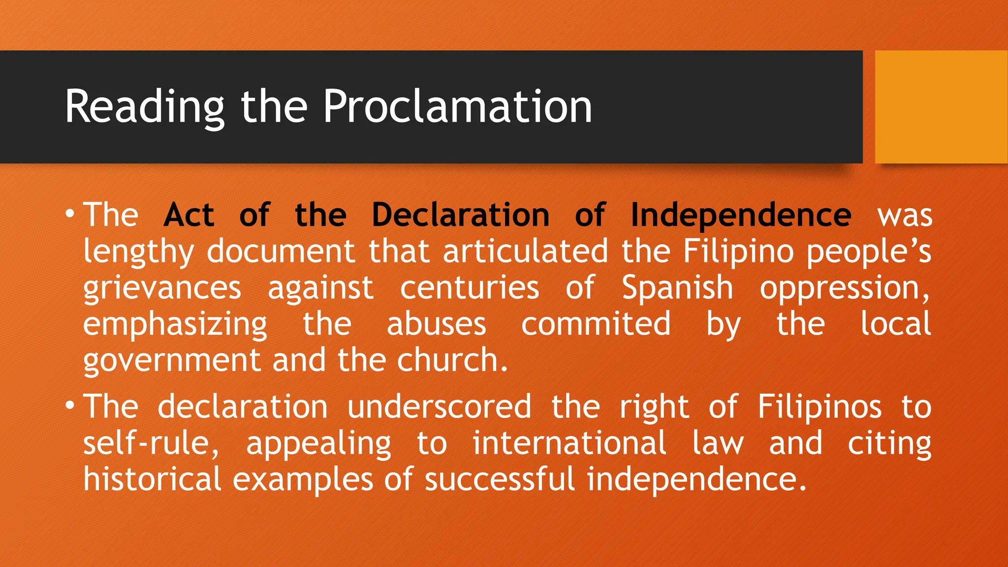 The Reading of the Proclamation of Philippine Independence | PPTX